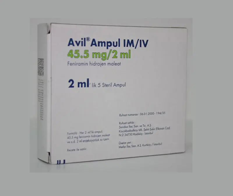 AVIL 45,5 MG/2 ML IM/IV ENJEKSIYONLUK COZELTI | Prospektüs